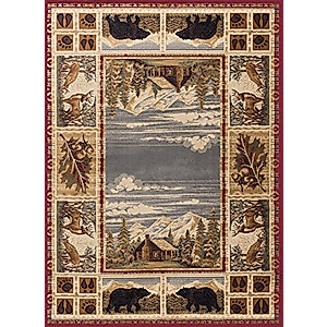 Universal Rugs Lakeside Retreat Area Rug, 9' x 12', Red