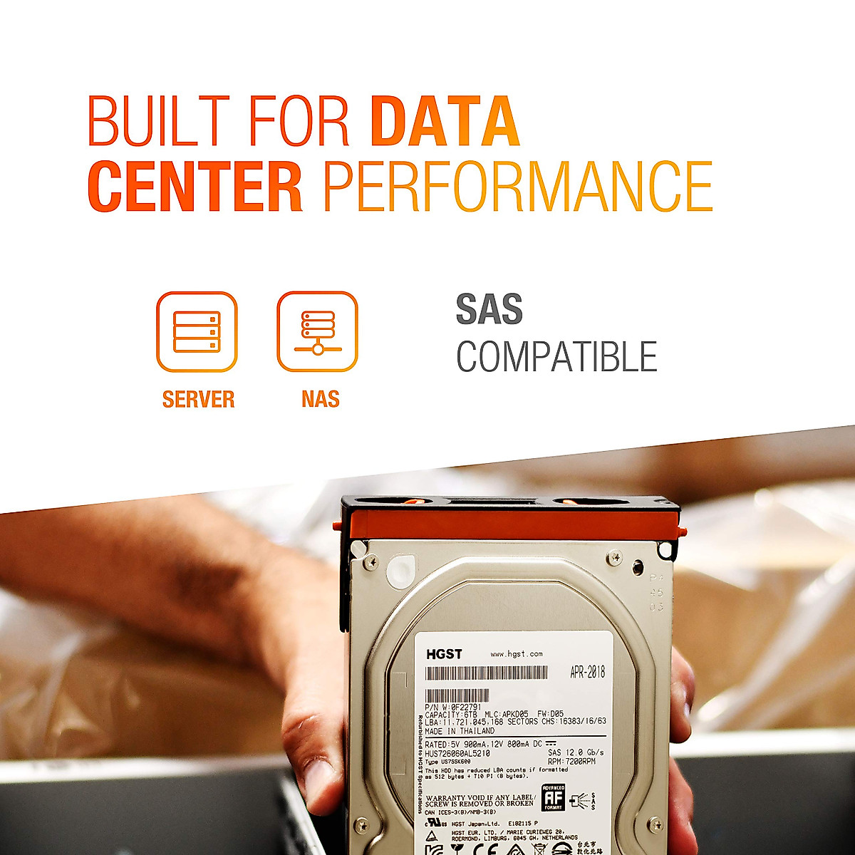 HGST Ultrastar 7K6000 6TB 7200 RPM 512e SAS 12Gb/s 3.5-Inch Enterprise Hard Drive (HUS726060AL5210) (Renewed)