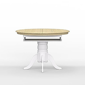 Glenwillow Home 7-PC - Oval Butterfly Leaf Dining Table + Spindle Back Dining Chairs Dining Set in White/Natural