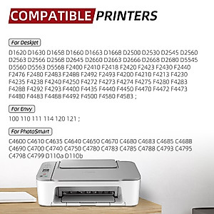 60XL Ink Cartridges for HP 60 Ink Cartridge Combo Pack Color and Black for HP 60 Black Ink Cartridge Used for HP C4680 C4780 C4795 F4480 D2530 F4280 D2680 C4600 D1620 120 110 114 Printer (2 Pack)