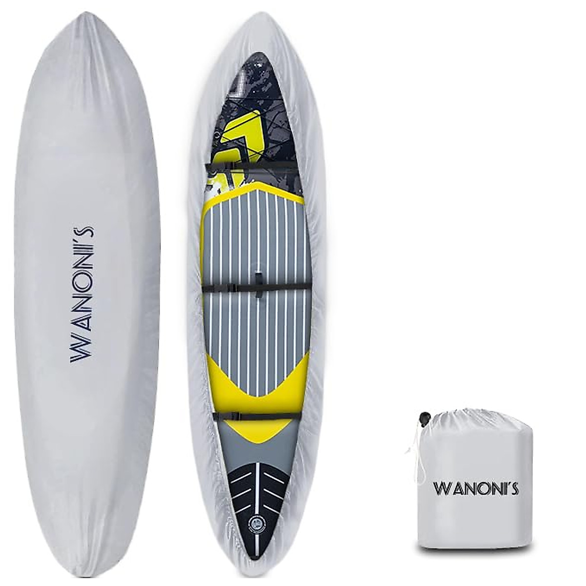 Wanoni's Kayak Cover Heavy Duty Waterproof Canoe Cover – UV Resistant Fishing Boat Cover for Outdoor Storage (9.3-18ft) (Gray, Suitable for 16.8-18ft Kayak)