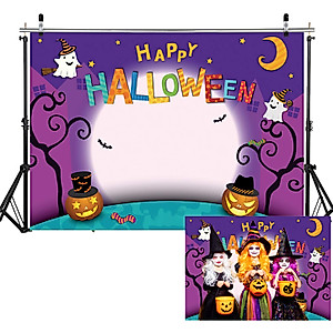 WOLADA 7x5FT Cartoon Halloween Photo Backdrop Pumpkin Moon Photography Backdrops Halloween Party Banner Trick or Treat Backdrop Halloween Decoration Kids Halloween Party Photography Backdrop 11131