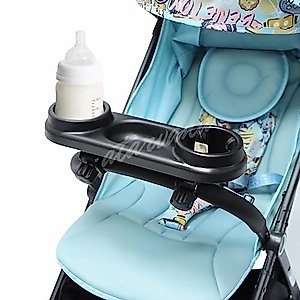 Universal Stroller Snack Tray with Cup Holder, Multifunctional 3 in 1 Stroller Organizer with Removable Non-Slip Grip Clip for Stroller Bar Snack Tray and Cup Holder Accessories (Black)