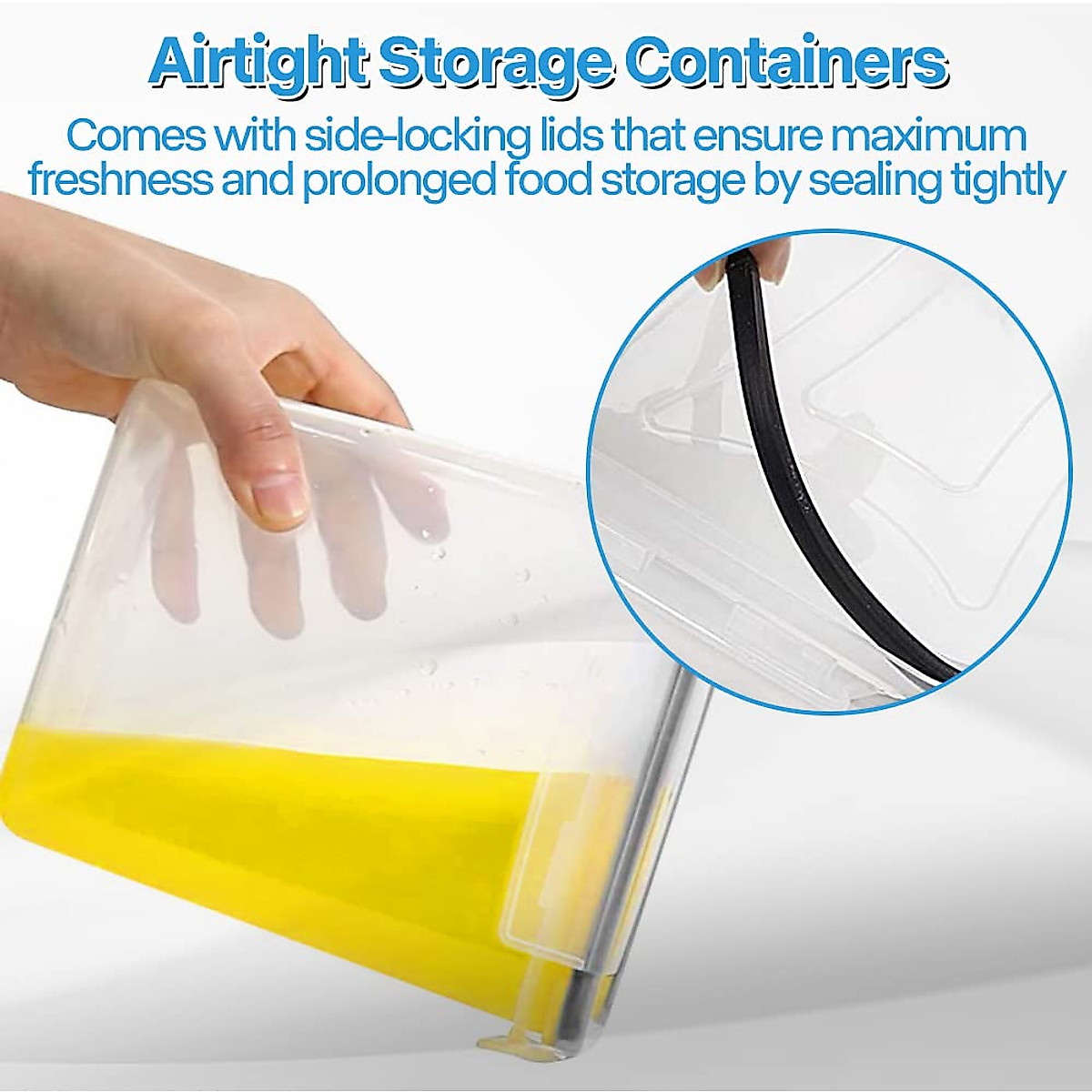 Airtight Food Storage Container Set 14 Pack, Kitchen and Pantry Organization Containers, BPA Free Plastic Cereal Containers with Easy Lock Lids, Kitchen Decor with 24 Labels & Marker