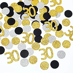 120 Pieces Number 30 Glitter Table Confetti for Her 30th Birthday Anniversary Party Supplies Table Decoration