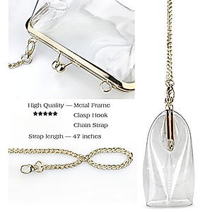 HOXIS Clear Transparent PVC Kiss Lock Chain Cross Body Bag Womens Clutch