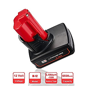 JYJZPB 2 Pack 6.5Ah 12V Battery for Milwaukee M12 Battery 48-11-2401 48-11-2412 48-11-2411 48-11-2420 48-11-2410 12Volt Cordless Tools for Milwaukee M12 Lithium Battery