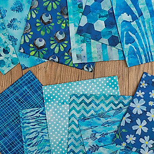 Chuanshui 12 PCS 11.4 x 11.4 inches (29 x 29 CM) 100% Cotton Craft Fabric Bundle for Patchwork 12 Different Pattern Pre-cut Quilting Fabric Square for DIY Craft Sewing (blue pattern)