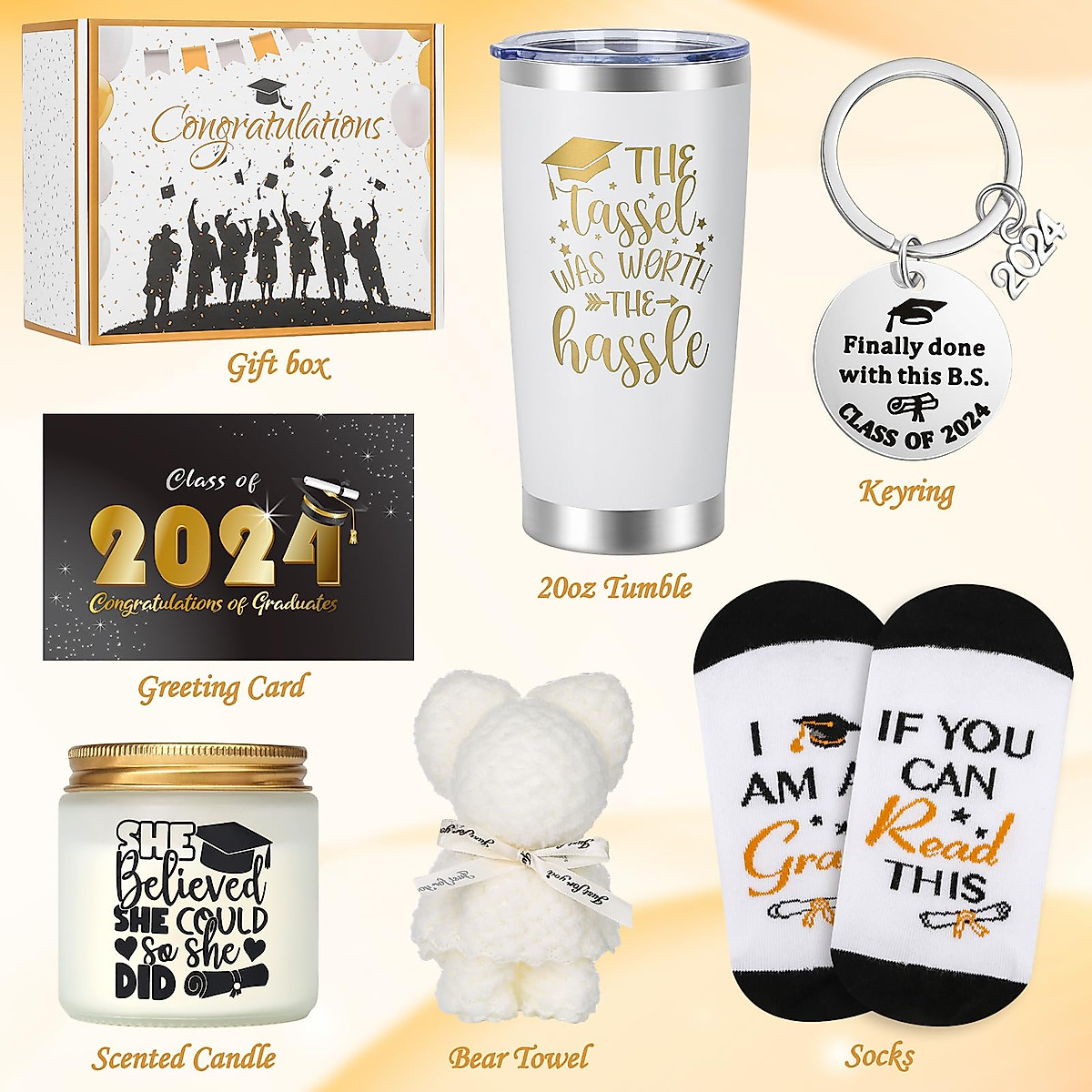 AYGE Graduation Gifts for Her 2025, Class Of 2025 Gifts, Graduation Gifts, Congratulation College High School Tumbler Travel Gifts Set, w/20 oz Tumbler