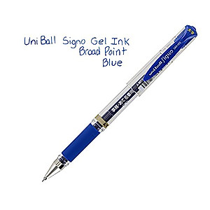 Uni-Ball Signo UM-153 Gel Ink Rollerball Pen, 1.0mm, Broad Point, Blue Ink, Pack of 6