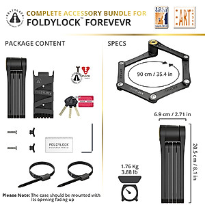FoldyLock Forever Folding Bike Lock - Patented Sleek High Security Sold Secure Gold Bicycle Lock - Heavy Duty Anti Theft Smart Guard with Keys - 90cm