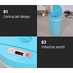 CZDYUF 16L Automatic Intelligent Sensor Smart Trash Can Intelligent Waste Bin Sensor Dustbin Plastic Household Dry and Wet Trash Bin ( Color : E )