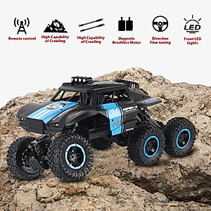 RC Car Crawler Hobby Truck 6WD 1:12 Large Scale Remote Control Car Off Road Climbing Vehicle Toy with Big LED Light Super Powerful Monster Truck, All Terrains Remote Control Car for Kids Adults