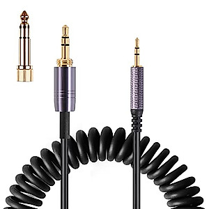 FAAEAL QC35 Coiled Audio Cable Replacement for Bose QC45(QuietComfort 45) NC700,AKG Y55BT Y55 Headphones, 2.5mm to 3.5mm(1/8”) Extension Aux Cord with 6.35mm (1/4") Adapter 14ft