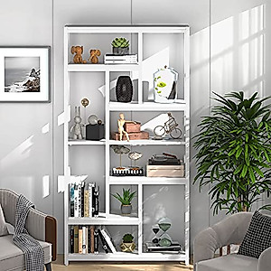 LITTLE TREE 78.7” Tall Bookshelf Industrial Bookcase for Living Room Home Office,White