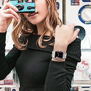 amBand Compatible for Apple Watch Clear Band 41mm 40mm 38mm with Case, Women Cute Girl Crystal Sport Clear Jelly Protective Cover Bumper with Strap for iWatch Series SE 9 8 7 6 5 4 3 2 1 Transparent