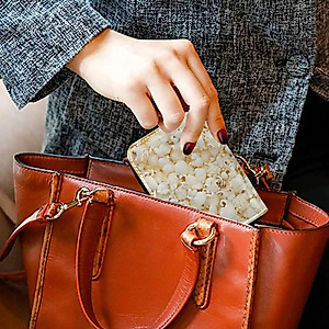 Popcorn Texture White Credit Card Coin wallet, RFID Blocking Compact Women Leather Card Holder, Key Change Organizer, Zipper Purse Clutch Pouch Pocket