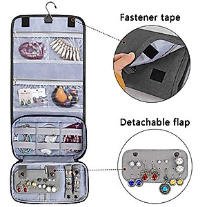 Teamoy Jewelry Roll Bag Travel Hanging Jewelry Organizers - Perfect for Business Trips, Gray (Accessories Not Included)