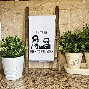 WCGXKO Funny Music Pun Decorative Flour Sack Dish Towel Oh Yeah Dish Towel Yeah Kitchen Towels Tea Towel (Dish Towel Yeah)