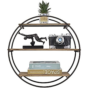 RiteSune Round Circle Wall Shelves, 3 Tier Hanging Floating Display Shelf Decor for Bedroom Living Room Office, 20"X7.5"