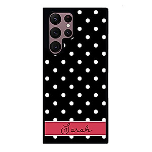 Polka Dot Black White Red Personalized Black Rubber Phone Case Compatible With Samsung Galaxy S23 S23+ Ultra S22 S22+ S21 S21FE S21+ S20FE S20+ S20 Note 20 S10 S10+ S10e