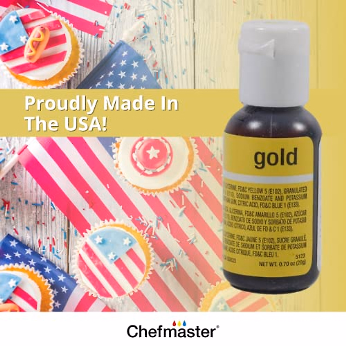 Chefmaster Gold Liqua-Gel Food Coloring Vibrant Colors for Baking