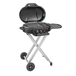 Coleman RoadTrip 225 Portable Stand-Up Propane Grill, Gas Grill with InstaStart Push-Button Ignition, Folding Legs & Wheels, Grease Tray, Side Table, & 11,000 BTUs of Power; 225 Sq. In. Cooking Area