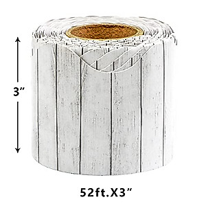 White Wood Scalloped Bulletin Board Border Trim for Classroom School Decoration Teacher Students Supply for Chalkboard Whiteboard 52 ft