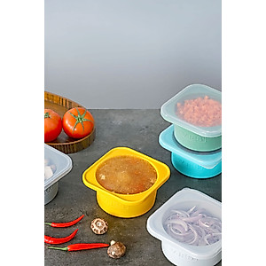 KEVJES Stackable Silicone Artisan Pizza Dough Proofing Proving Containers with Lids-3 pack-500ml portion (1Space Gray+1Green+1Yellow)