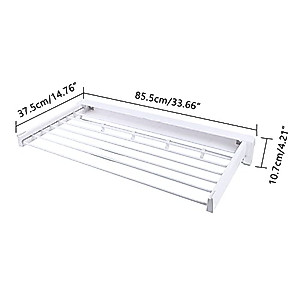 LOYALHEARTDY Collapsible Drying Rack Clothes Drying Rack with 7 Invisible Retractable Drying Rods Wall Mounted Drying Rack for Laundry, Bedroom, Bathroom (White)