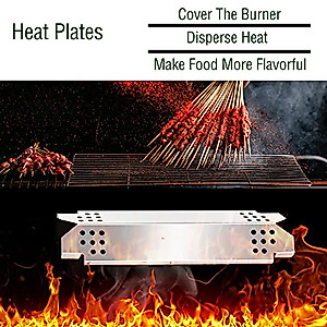 Damile 14.6" Grill Heat Plates Heat Shield Flame Tamer Burner Covers, BBQ Grill Replacement Parts for Nexgrill 720-0830H, 720-0864, 720-0888, 720-0888N, Members Mark 720-0882D, BBQ Pro 122.47207610