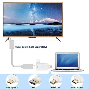 Universal HDMI Adapter Ring Kit with Security Loop-4K USB C, Displayport,Mini DP, Mini HDMI to HDMI Office Video Converter. Four Adapters with Key Security loop.Universal HDMI Adapter Kit, HDMI Ring