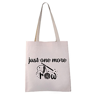 VAMSII Funny Knitting Bag Small Yarn Bag Just One More Row Crochet Knit Lover Travel Organizer (Tote)
