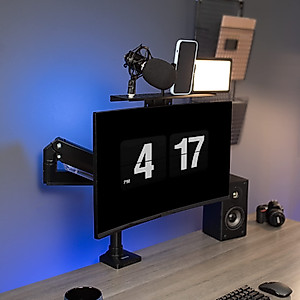 VIVO 16 inch Above/Behind VESA Monitor Livestream Device Shelf Mount, Holds Cameras, Webcams, Microphones, Lighting, and More, Fits VESA 100mm, Black, MOUNT-LS16A