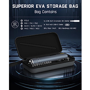 Fanttik S1 Ace 3.7V Cordless Screwdriver, Electric Screwdriver Kit with EVA Storage Bag, 3 Torque Settings, Max 6 N.m, 2000mAh Battery, LED Light, 1/4''Hex, Repair Tool for Furniture/AC/Desktop