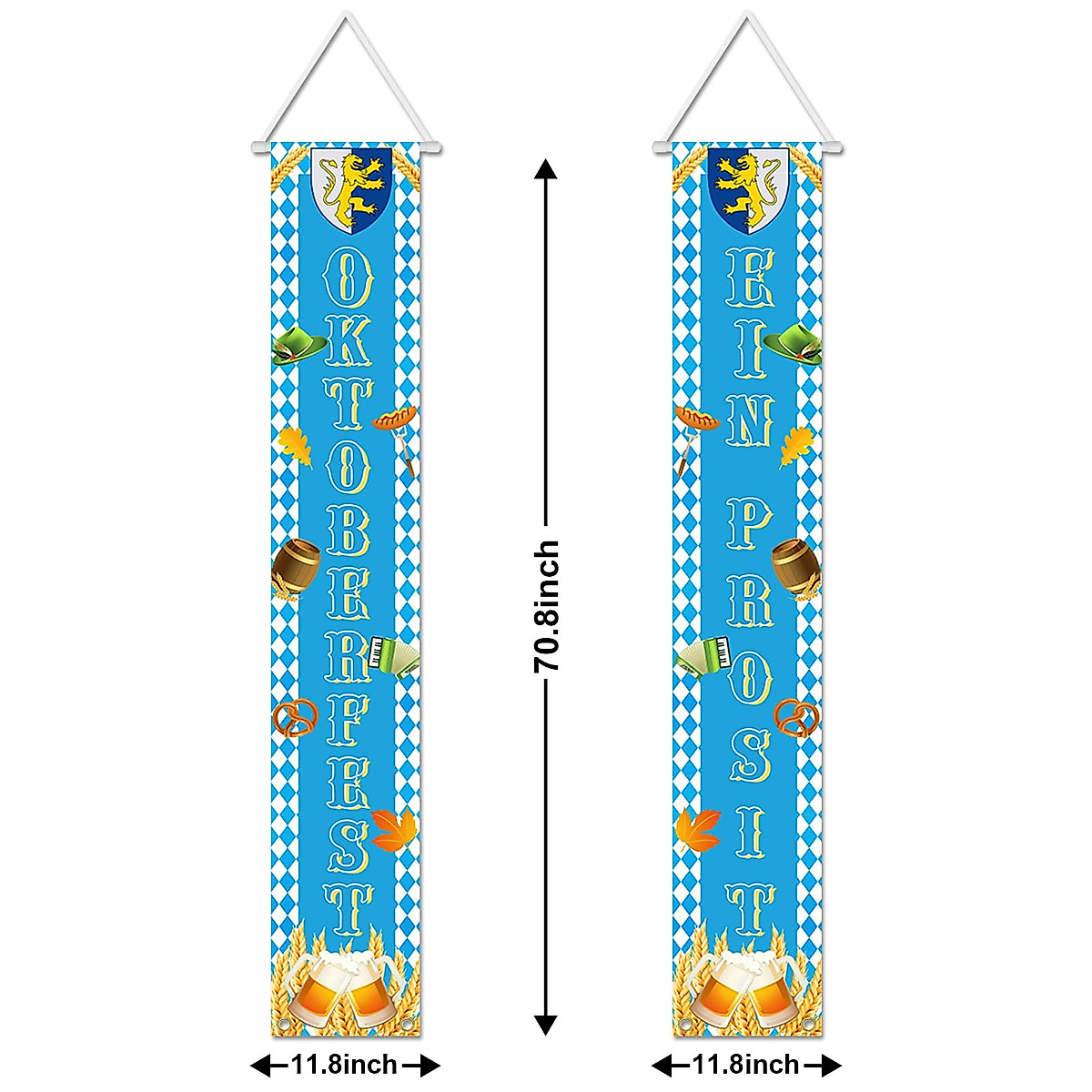 Avezano Oktoberfest Decorations German Bavarian Check Flag Porch Sign Oktoberfest Banner Oktoberfest Festival Welcome Hanging Banner Oktoberfest Party Supplies