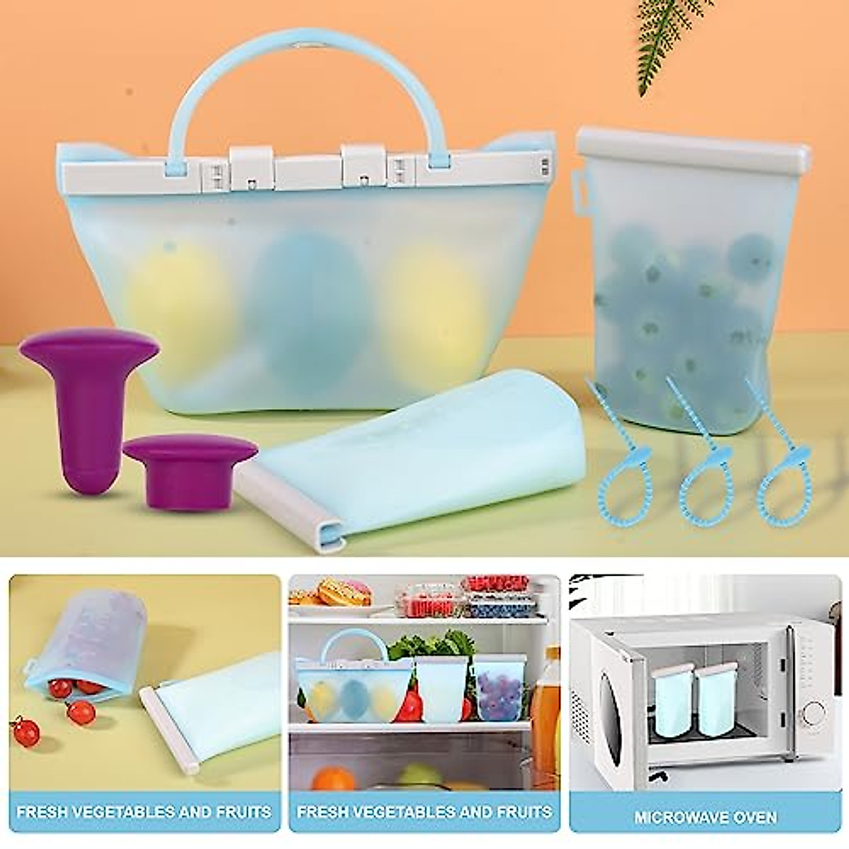 Reusable Bags Gallon Freezer Bags Gallon Containers For Liquids 10pcs Ziplock Bags Gallon Ziploc Endurables Bags Ziploc Slider Bags Reus Silicone Food Storage Bag Food Bunker(Microwave Freezer Usable)