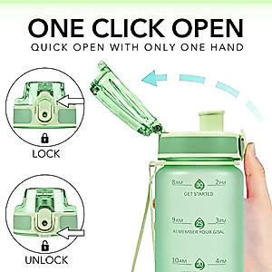 Alwager 32oz Motivational Water Bottles with Time Marker & Fruit Strainer, Single Color Water Bottle with Times to Drink, Leakproof & BPA Free, Reusable Plastic Bottle with Strap (No Straw)