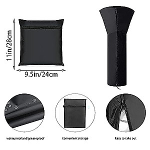 Tearom Patio Heater Covers Outdoor Heater Covers Waterproof Heater Covers for Standing Heater Tear-Proof Wind-Resistant UV-Resistant Snow-Resistant with Zipper and Storage Bag 89*34*19inch Black