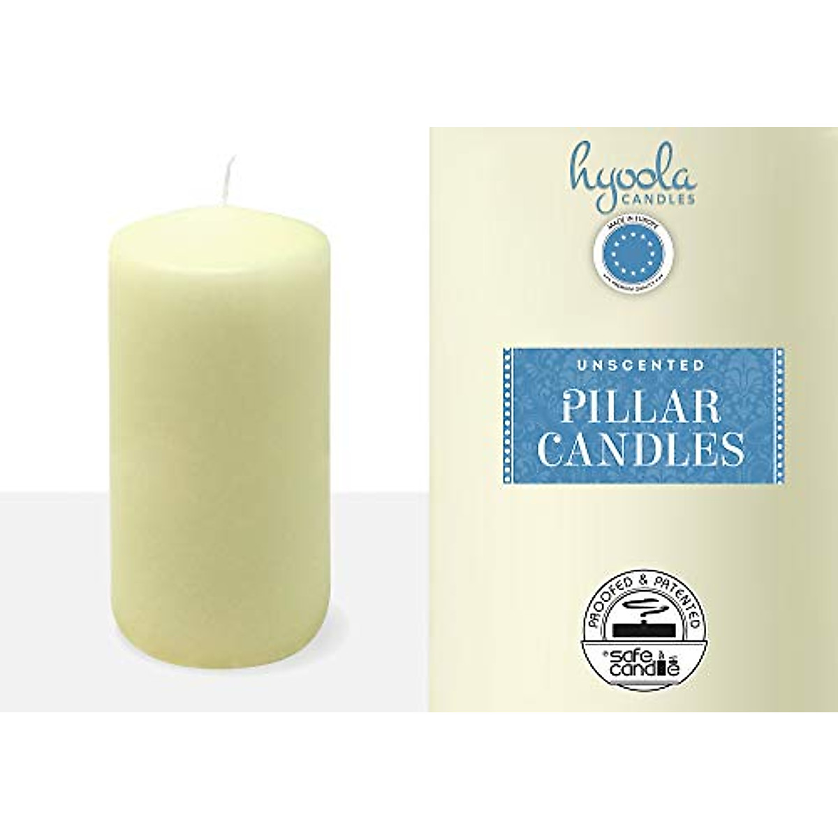 Hyoola Ivory Pillar Candles 3x6 Inch - Unscented Pillar Candles - 6-Pack - European Made