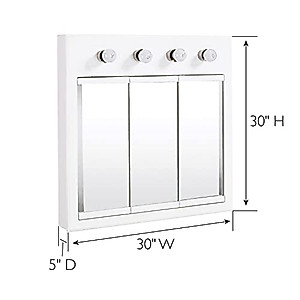 Design House 532382-WHT Concord Lighted Medicine Cabinet, 4, White