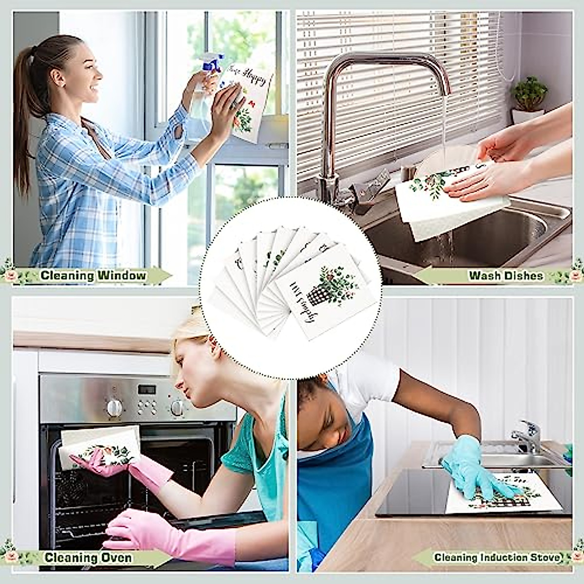 Norme 9 Pcs Swedish Kitchen Dishcloths Eucalyptus Leaves Dishcloth Swedish Dish Towels 8x7 Inch Decorative Kitchen Dishcloth Reusable Dishcloth Absorbent Drying Hand Towel