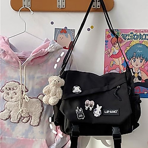 Loizziuy Y2k Backpack Kawaii Large Capacity Aesthetic Backpack Cute Casual Travel Mochilas Daypacks (1015 black [single pack plus random 4 badge])