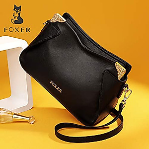 Leather Crossbody Bags for Women, Genuine Full-grain Leather Ladies Fashion Messenger Bags with Adjustable Strap Women's Cowhide Shoulder Bag Womens Cross Body Zipper Purses Designer Satchel (Black)