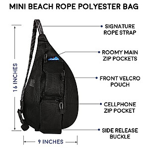KAVU Mini Beach Rope Bag Mesh Crossbody Sling Backpack - Black
