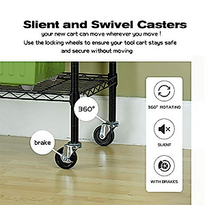 HCB 6-Tier Storage Shelf Heavy Duty Wire Shelving Unit 82"x48"x18" Height Adjustable Metal Steel Wire with Casters for Restaurant Garage Pantry Kitchen Rack (Black)