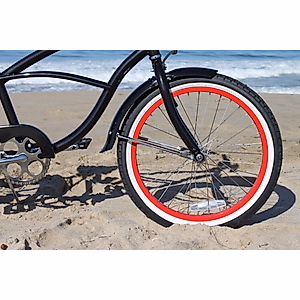 Firmstrong Urban Boy Single Speed Beach Cruiser Bicycle, 20-Inch, Black w/ Red Rims