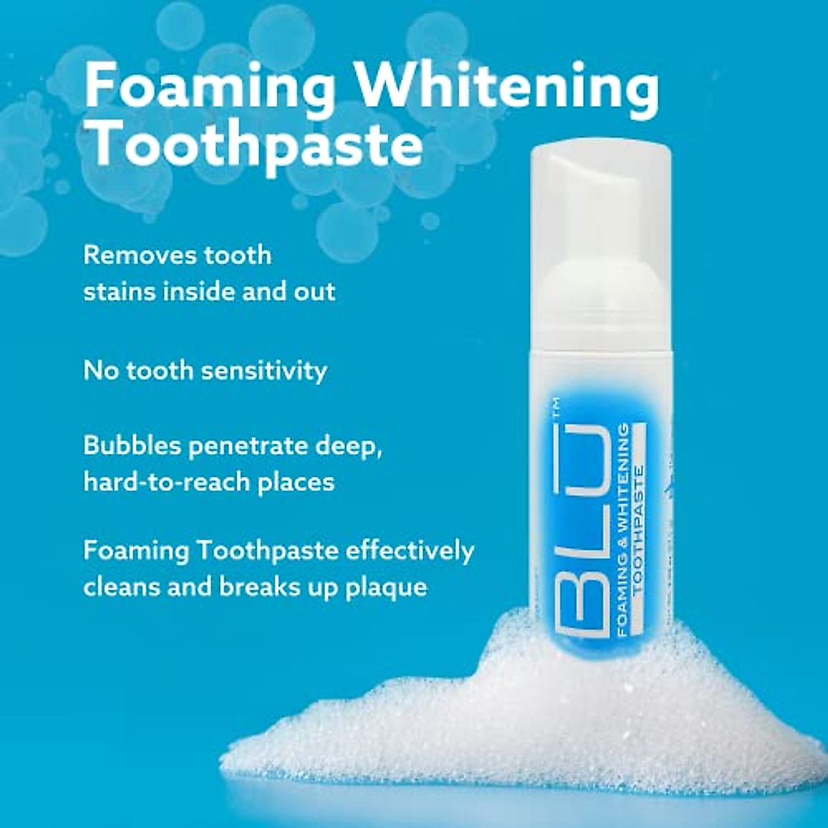 GO SMILE BLU Foaming Whitening Toothpaste for Blue-Light Toothbrushes, Light Activated Stain Removal & Enamel Whitening Formula to Freshen Breath & Clean Teeth Without Sensitivity, Mint Flavor 2.3 oz