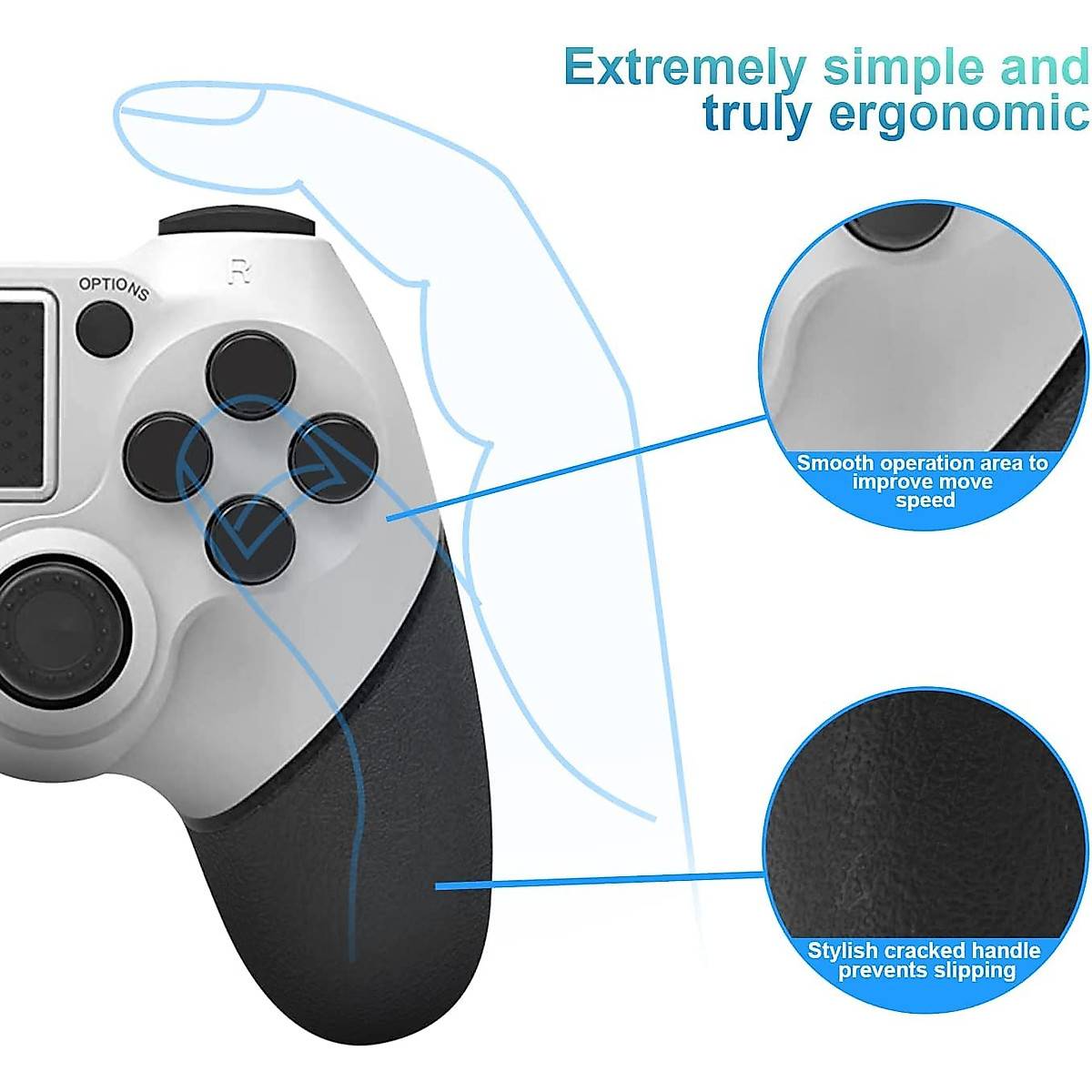 SADES PS-4 Wi'reless Controller Gamdpad for Playstation 4/ PS-4 Pro Console, Remote Joystick with Enhanced Responsiveness, Motion Motor/LED Lights/Audio Function/Anti-Slip Design(Ship from USA)