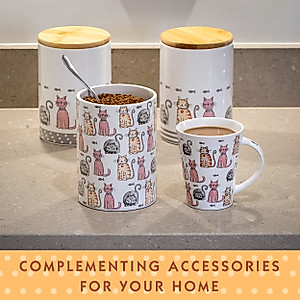 SPOTTED DOG GIFT COMPANY Cat Mugs, Cat Coffee Mug Set, 12 oz Cute Ceramic Porcelain China Coffee Tea Mugs Cups, Happy Cats Themed Gifts for Cat Lovers and Animal Lovers Women Men, Set of 2